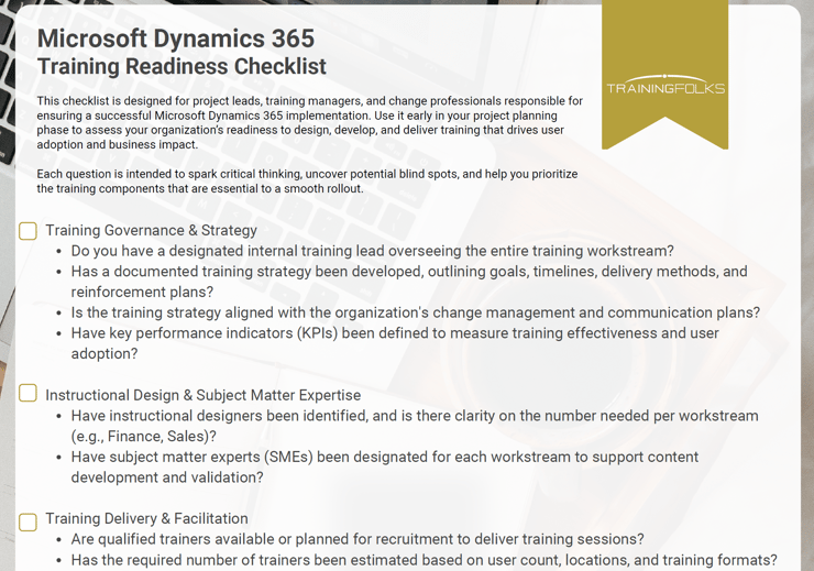 Dynamics 365 Training Readiness Checklist