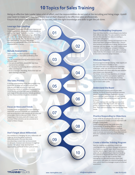 10 Topics for Sales Training Download